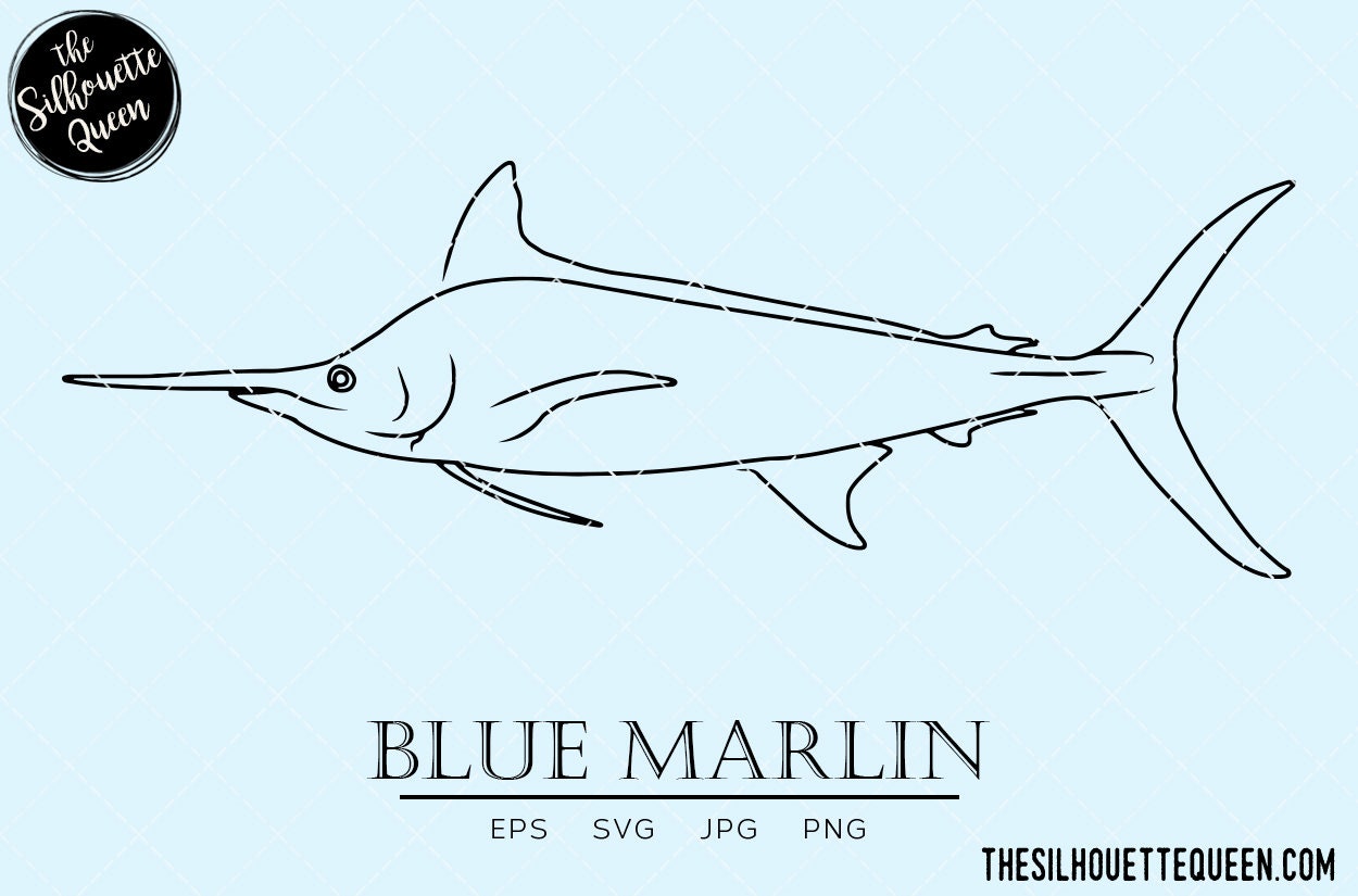 Blue Marlin Svg, Salt Water Fish Svg, Marine Svg, Aquatic Svg, Fish ...