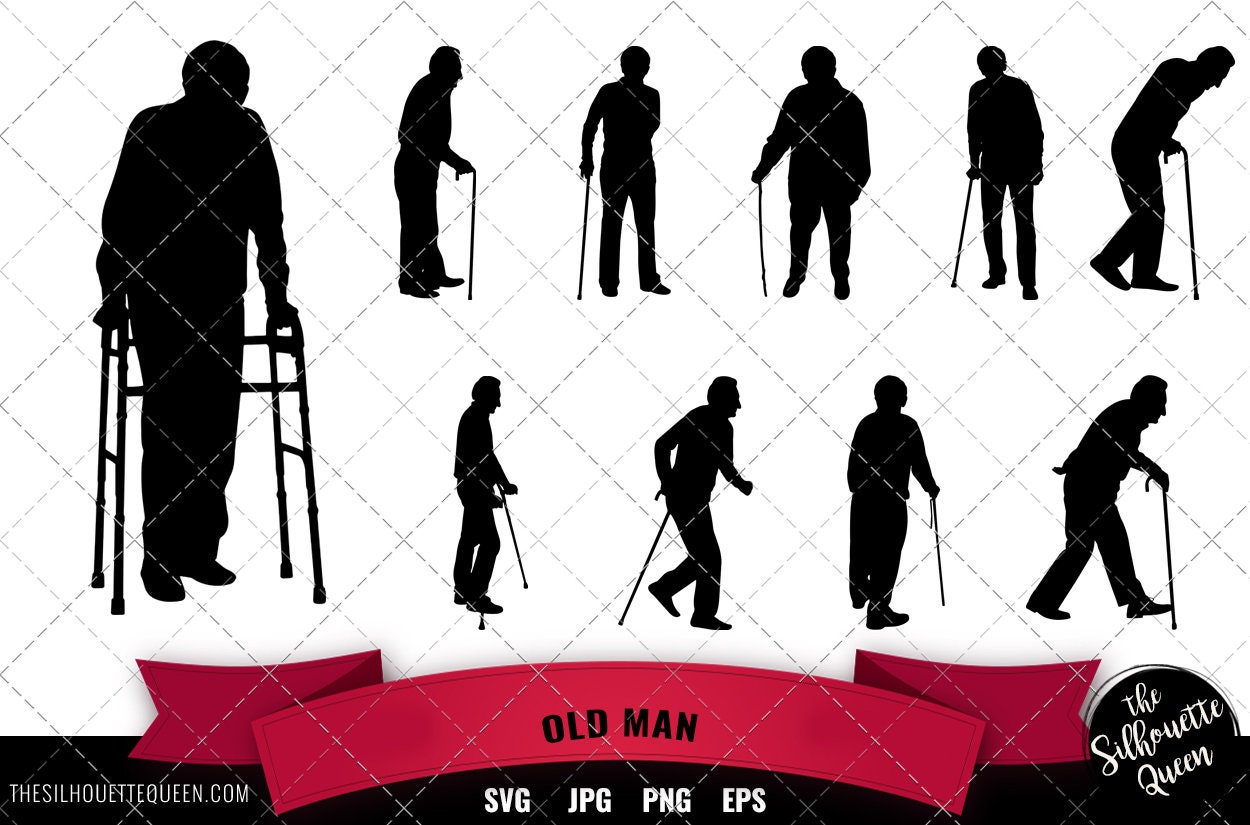 Old Man Silhouette, Old Man Clipart, SVG, Schnittdatei, Cricut, Vektor ...