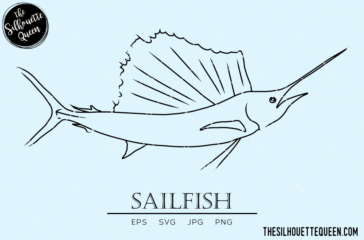Sailfish Svg, Salt Water Fish Svg, Marine Svg, Aquatic Svg, Fish Face ...