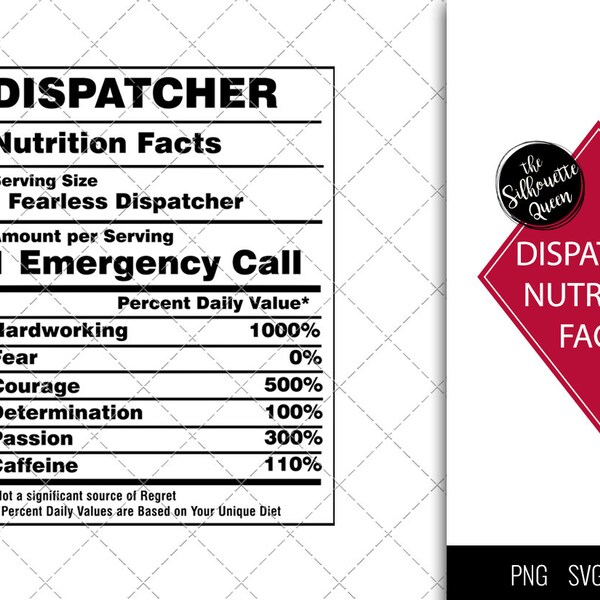 Funny Dispatcher Nutrition Facts Svg - Etsy