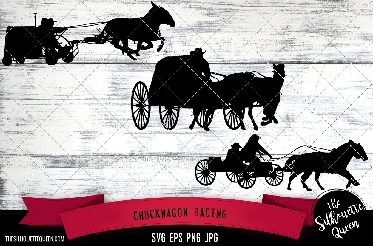 Chuckwagon Racing Silhouette, Equestrian Sport Vector | SVG | Clipart ...