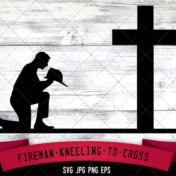 Fireman Kneeling Cross Svg - Etsy