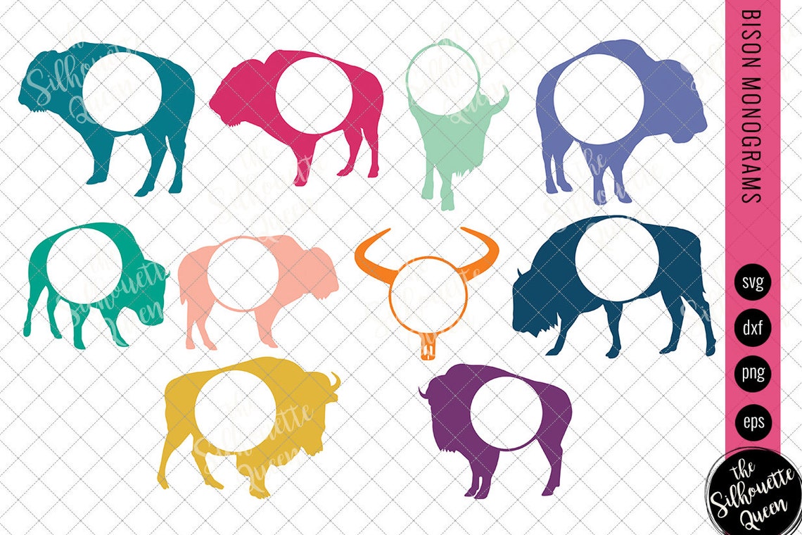 Bison Svg Monogram Svg Circle Frames Cuttable Design Cut | Etsy