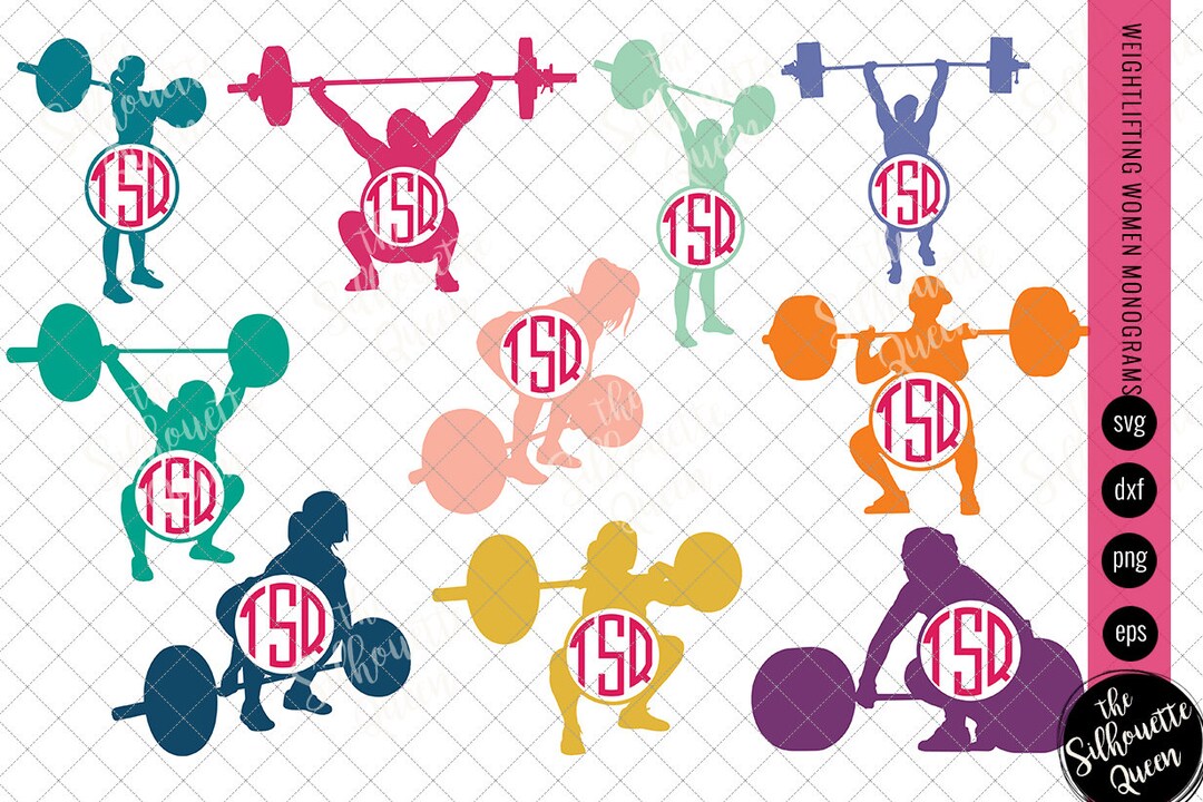 Weightlifting Svg Monogram, Circle Frames, Cuttable Design, Cut Files ...