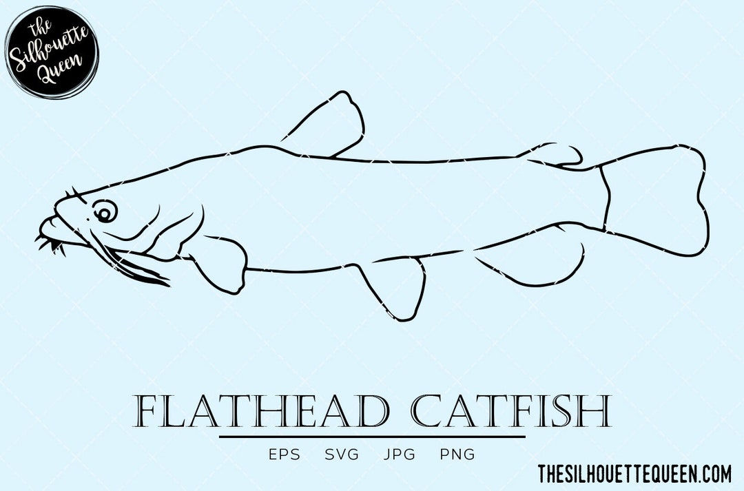 Flathead Catfish Svg, Fresh Water Fish, Marine Svg, Aquatic Svg, Fish ...