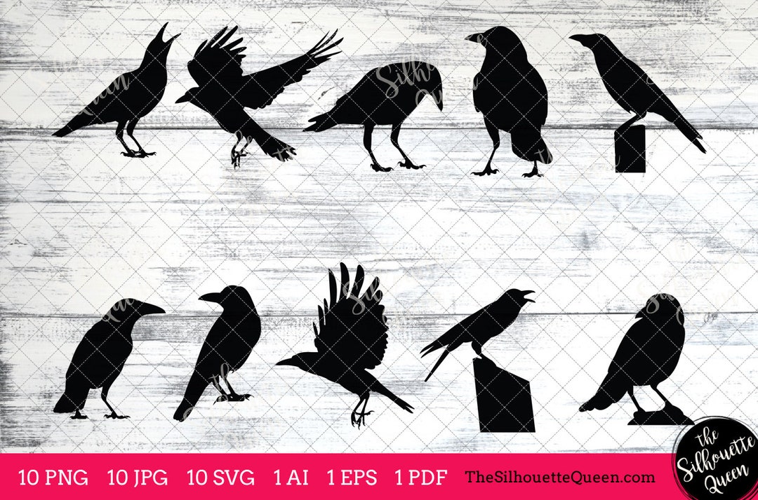 Crow Bird SVG Files Bundle, Flying Bird SVG, Sitting Bird SVG ...