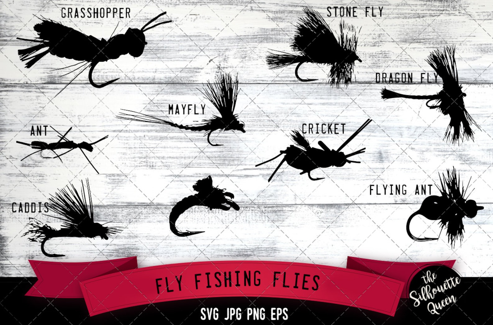 Fly Fishing Flies Svg, Cricut Files, Silhouette Studio Vector Design ...