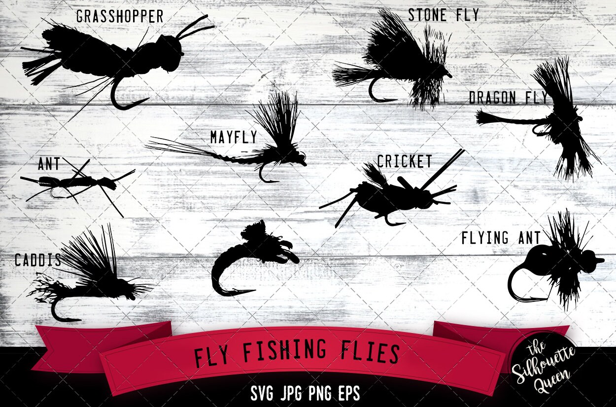 Fly Fishing Flies Svg, Cricut Files, Silhouette Studio Vector Design ...