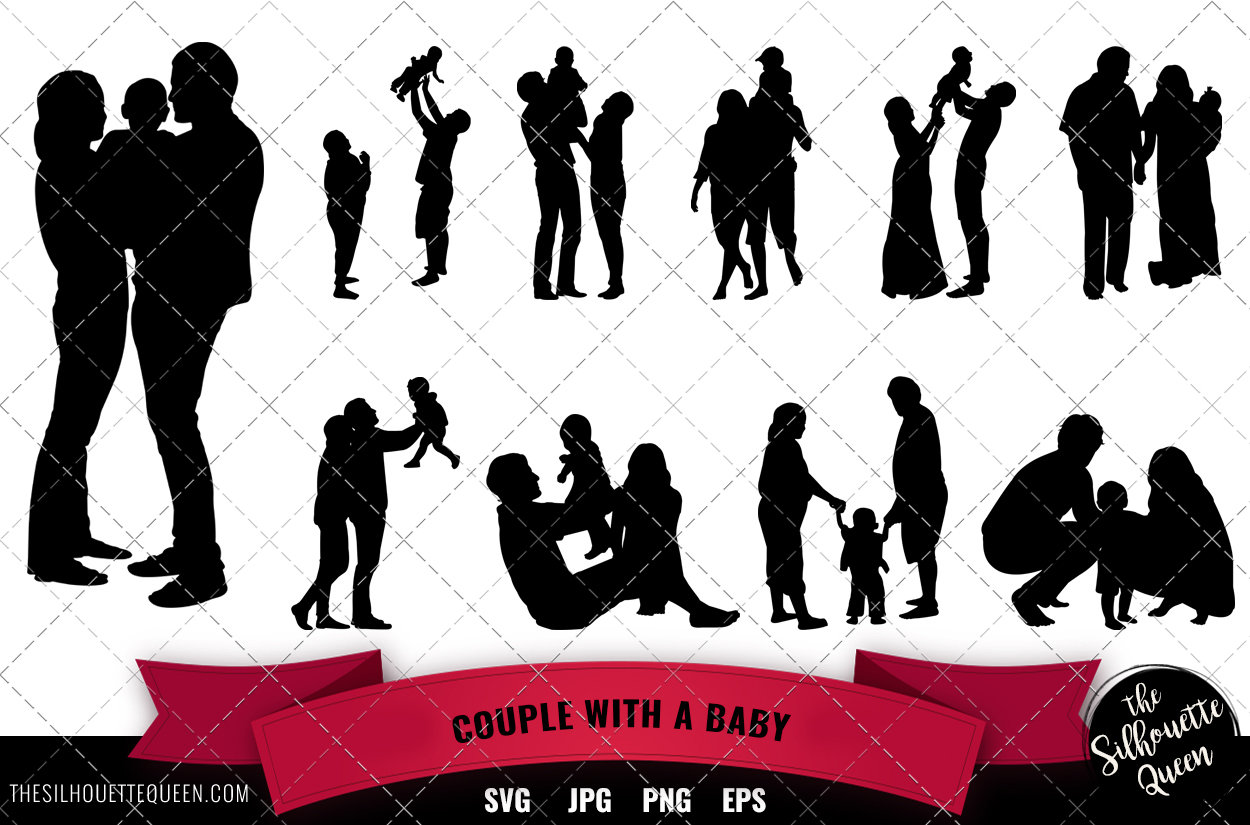 Couple With a Baby Svg File Family Svg Cut File Silhouette - Etsy