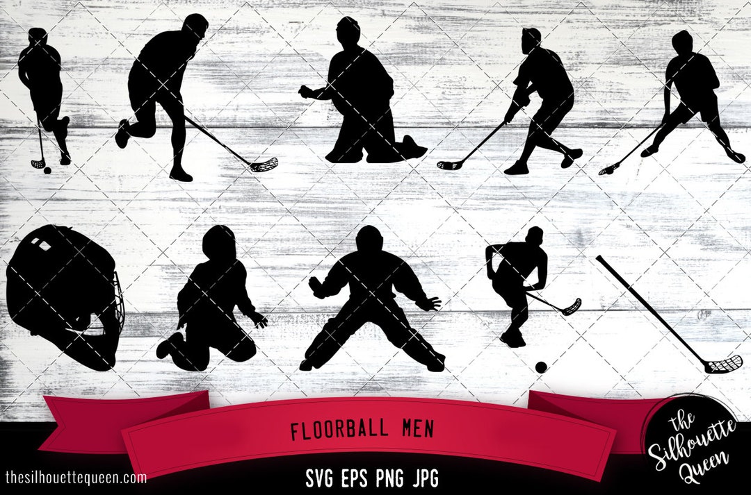 Floorball Men Silhouette Vector | Floorball Men SVG | Clipart | Graphic ...