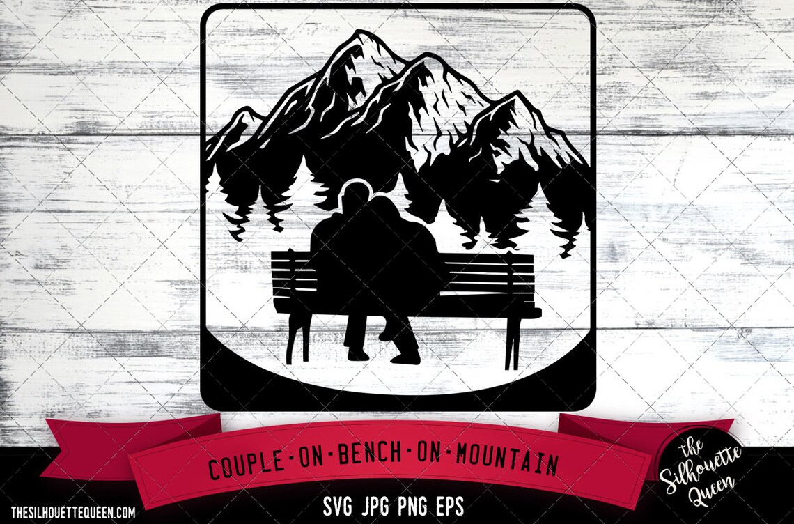 Couple on Bench on Mountain SVG -vector Art Commercial & Personal Use ...