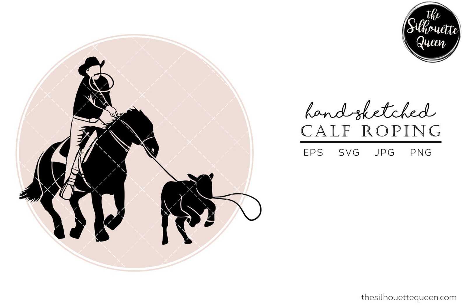Hand Drawn Rodeo Calf Roping Clipart Clip Art Logo Cut Files - Etsy