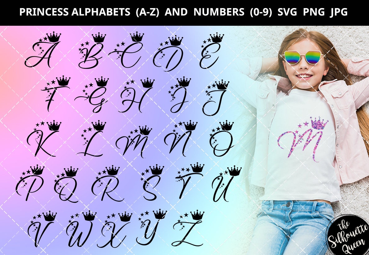 Princess Alphabet A-z Svg Princess Number 0-9 Svg Alphabet - Etsy