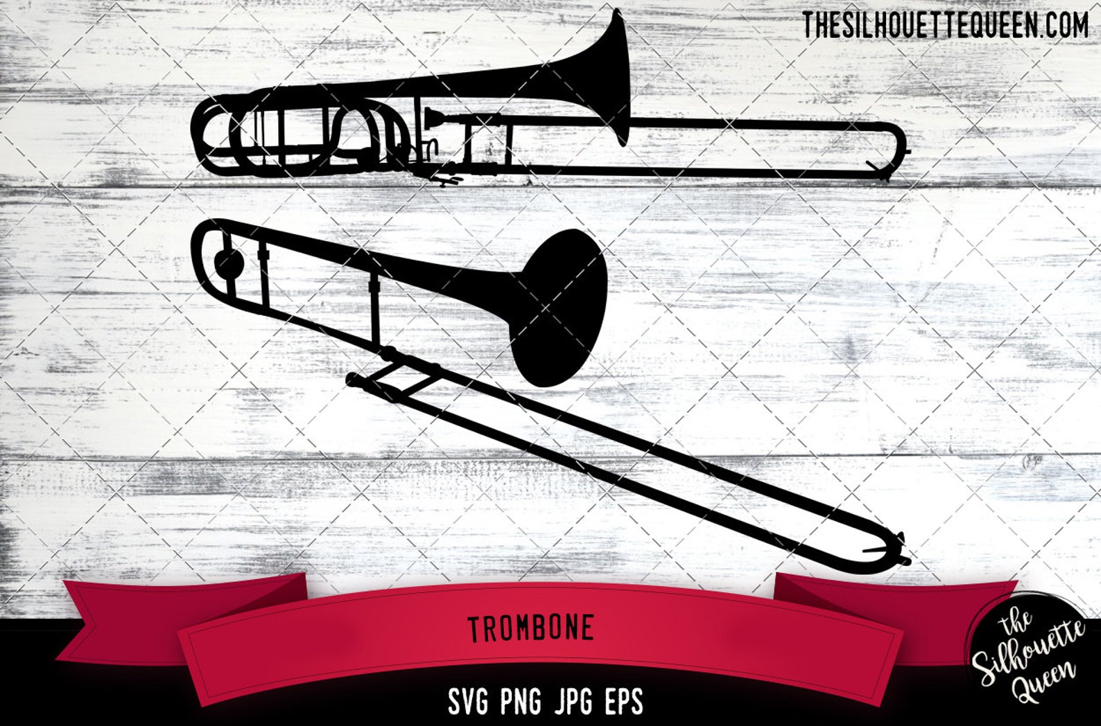 Trombón SVG, Silueta, Logotipo, Trombón SVG Archivos de corte para ...