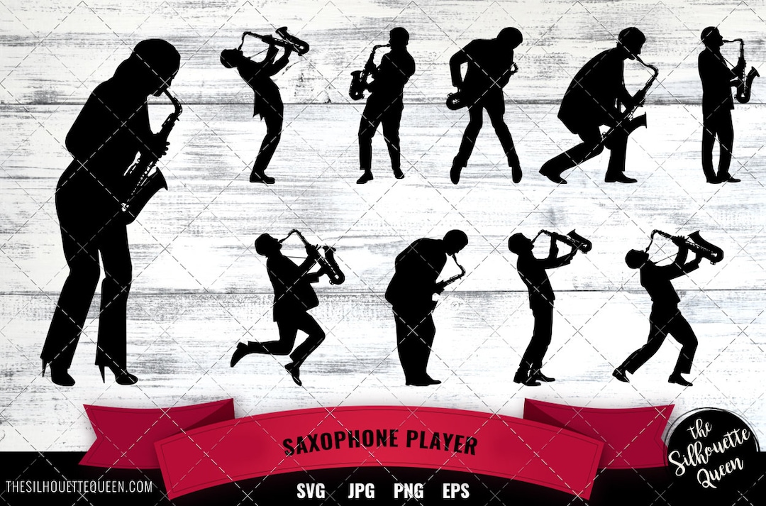 Saxophone Player Svg File, Jazz Musician Svg Cut File, Silhouette ...
