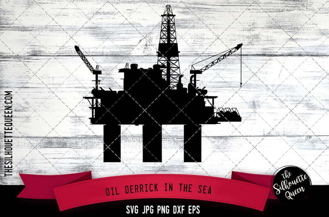 Oil Derrick Svg, Sea Svg, Offshore Oil Rig Svg, Oil Platform Svg ...