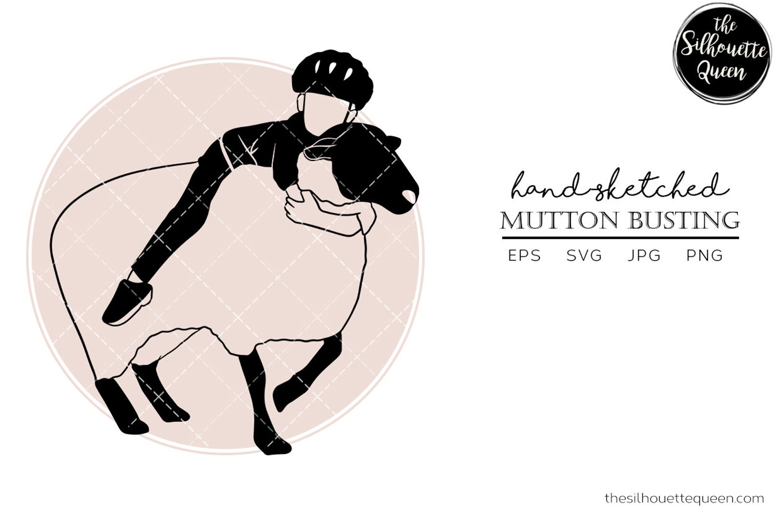 Hand Drawn Rodeo Mutton Busting Clipart Clip Art, Logo, Cut Files for ...