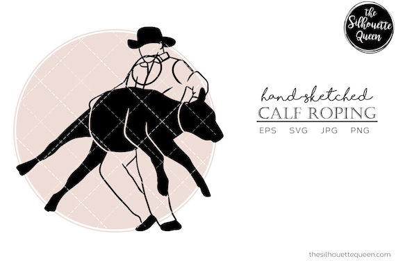 Hand Drawn Calf Roping Clipart Clip Art Logo Cut Files for | Etsy