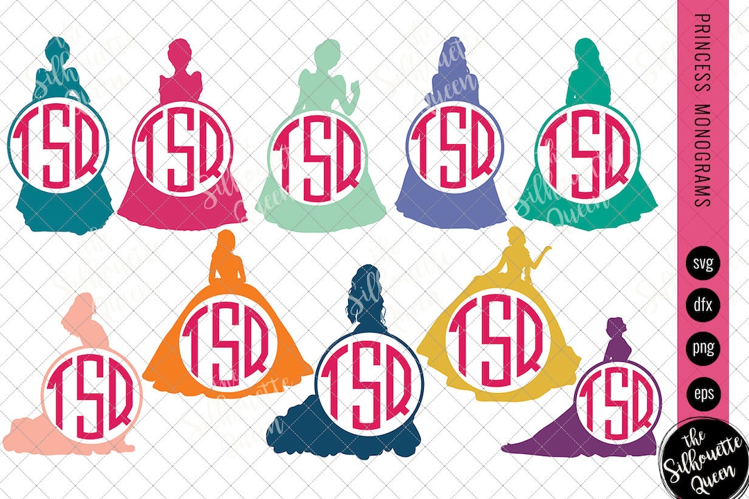 Princess Svg, Princess Monogram, Circle Frames, Cuttable Design, Cut ...