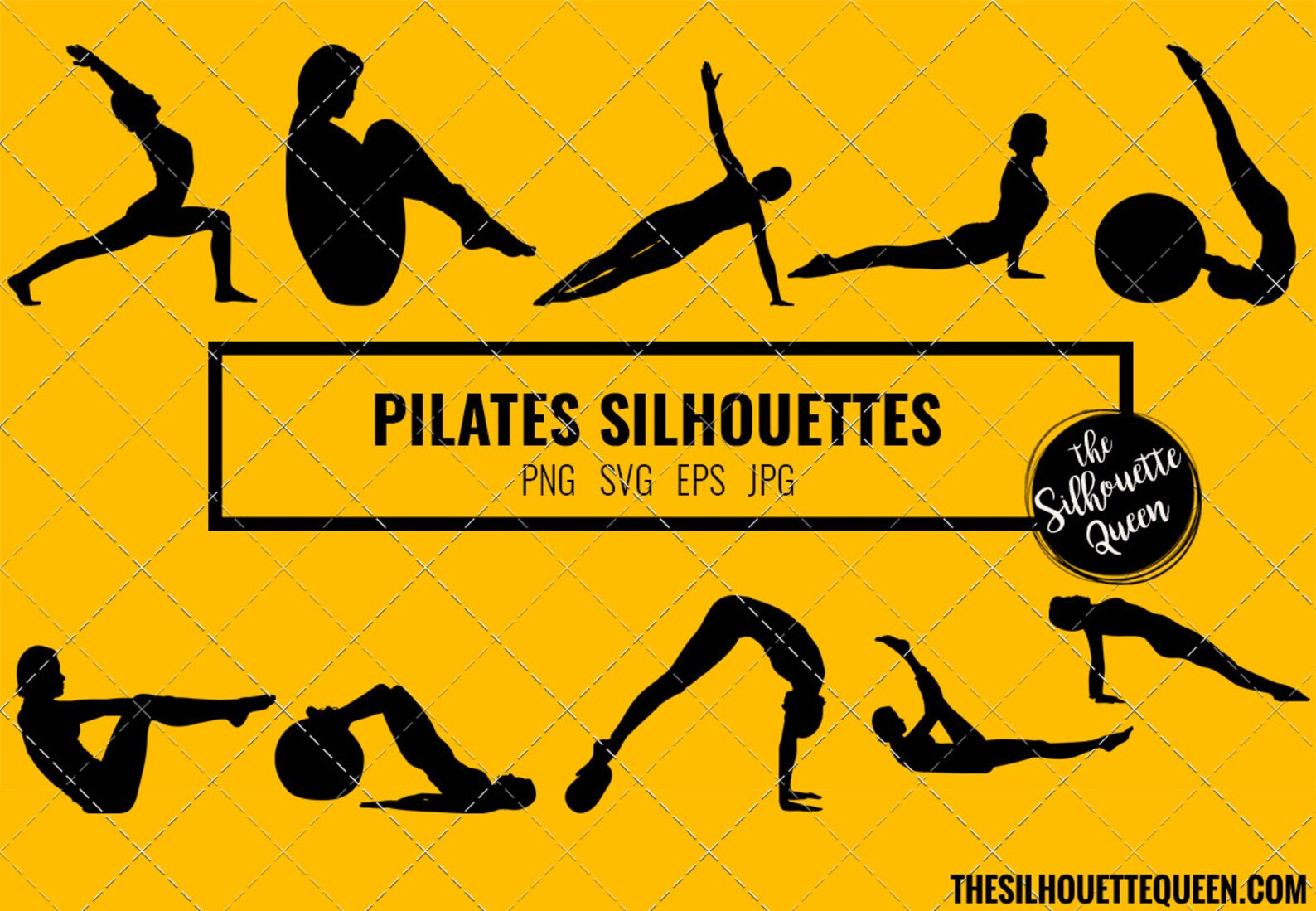 Pilates Silhouette, Pilates Clipart, Male Female Girl Boy Pilates ...