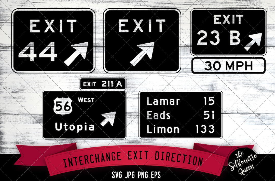 Interchange Exit Direction Signs Icon SVG -vector Symbol Commercial ...