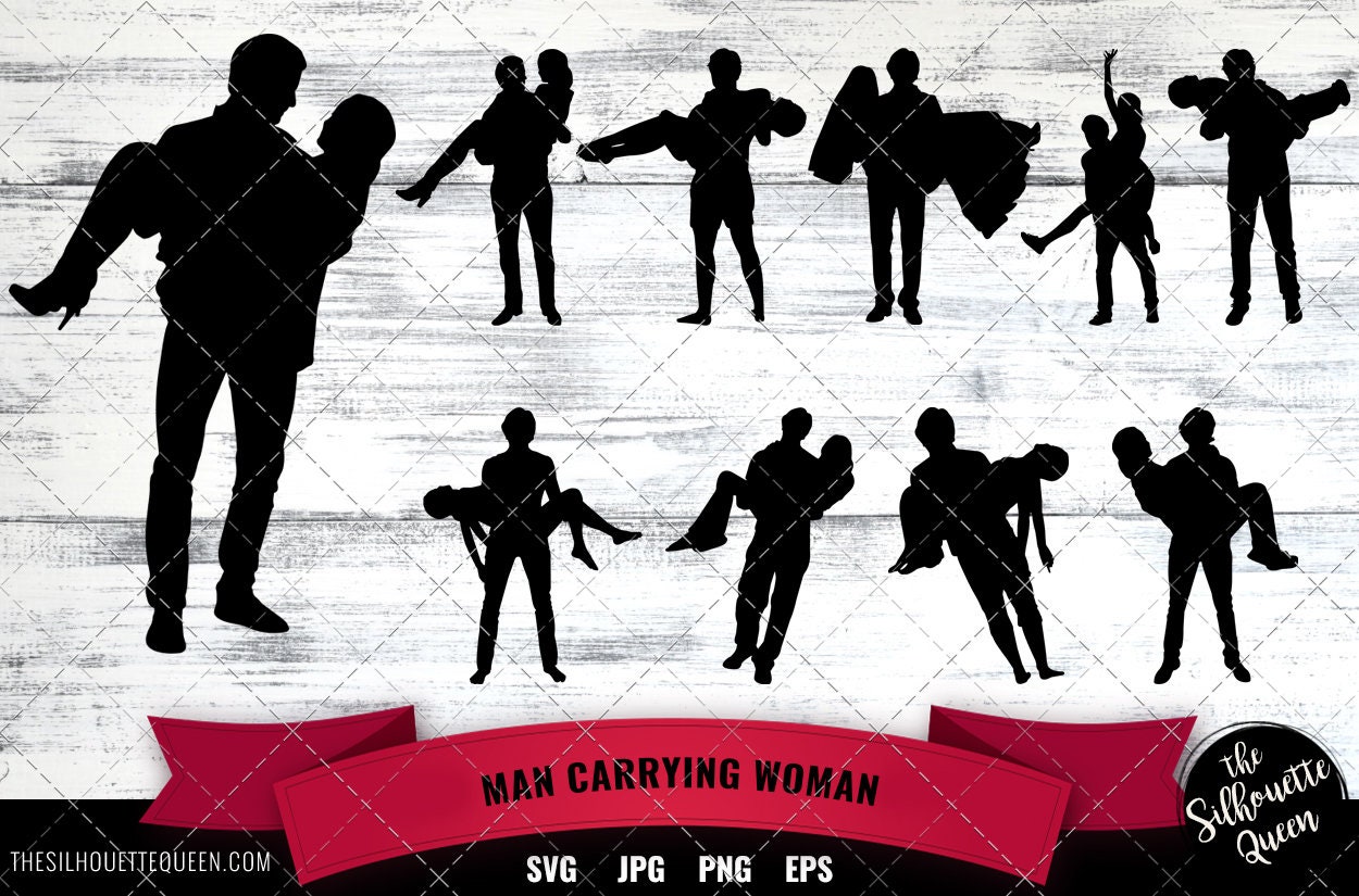 Man Carrying Woman Silhouette | Boy Carry Girl Vector | Romantic Lovers ...
