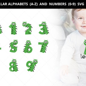 Caterpillar Alphabet A-z Svg, Caterpillar Number 0-9 Svg, Alphabet ...