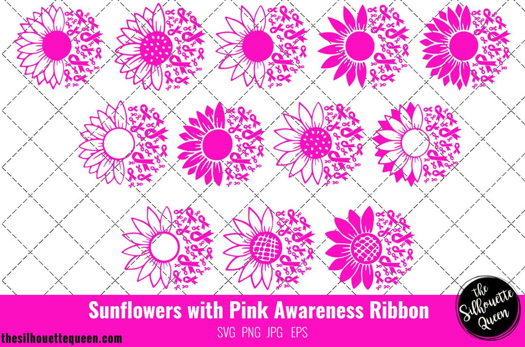 Sunflower Breast Cancer Pink Ribbon Svg,breast Cancer Awareness Svg ...