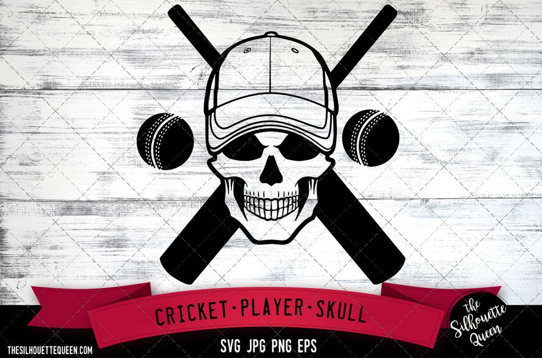 Cricket Skull With Cap SVG File, Player SVG, Cricket Svg,commercial ...