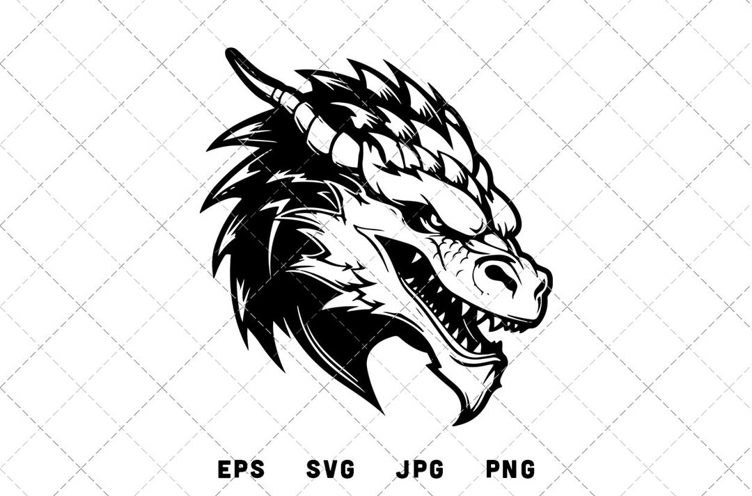 Dragon Head Mascot Graphics JPG, SVG, PNG Digital Download With ...