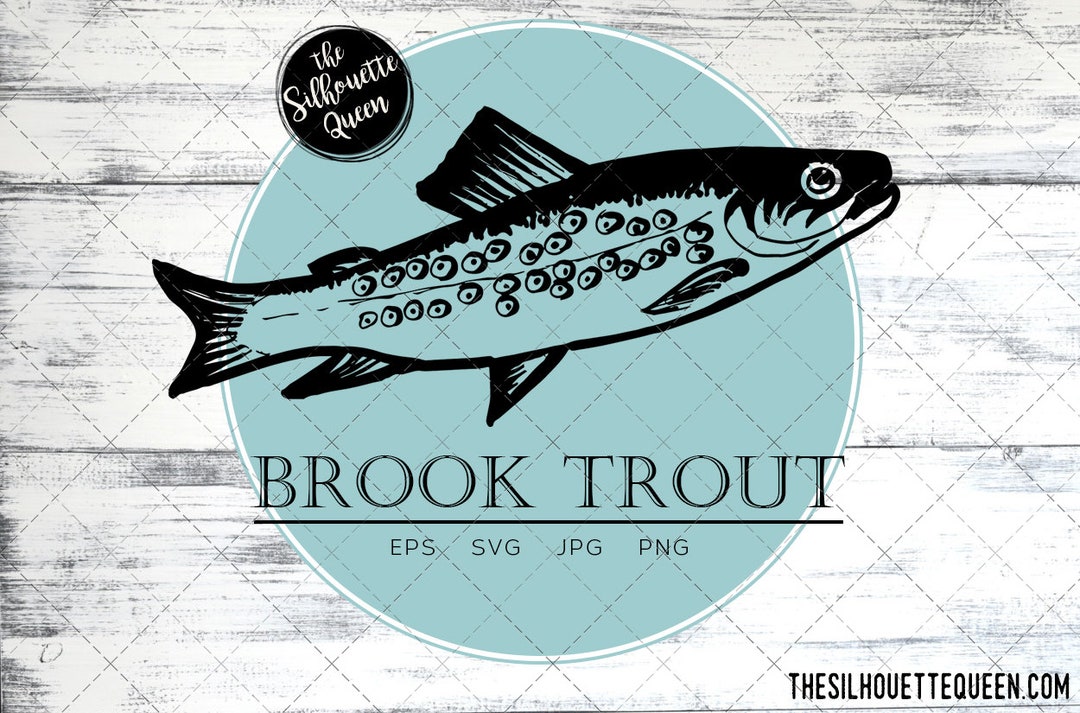 Brook Trout Fish, SVG Design Files, Hand Drawn Fishing Vector Clipart ...