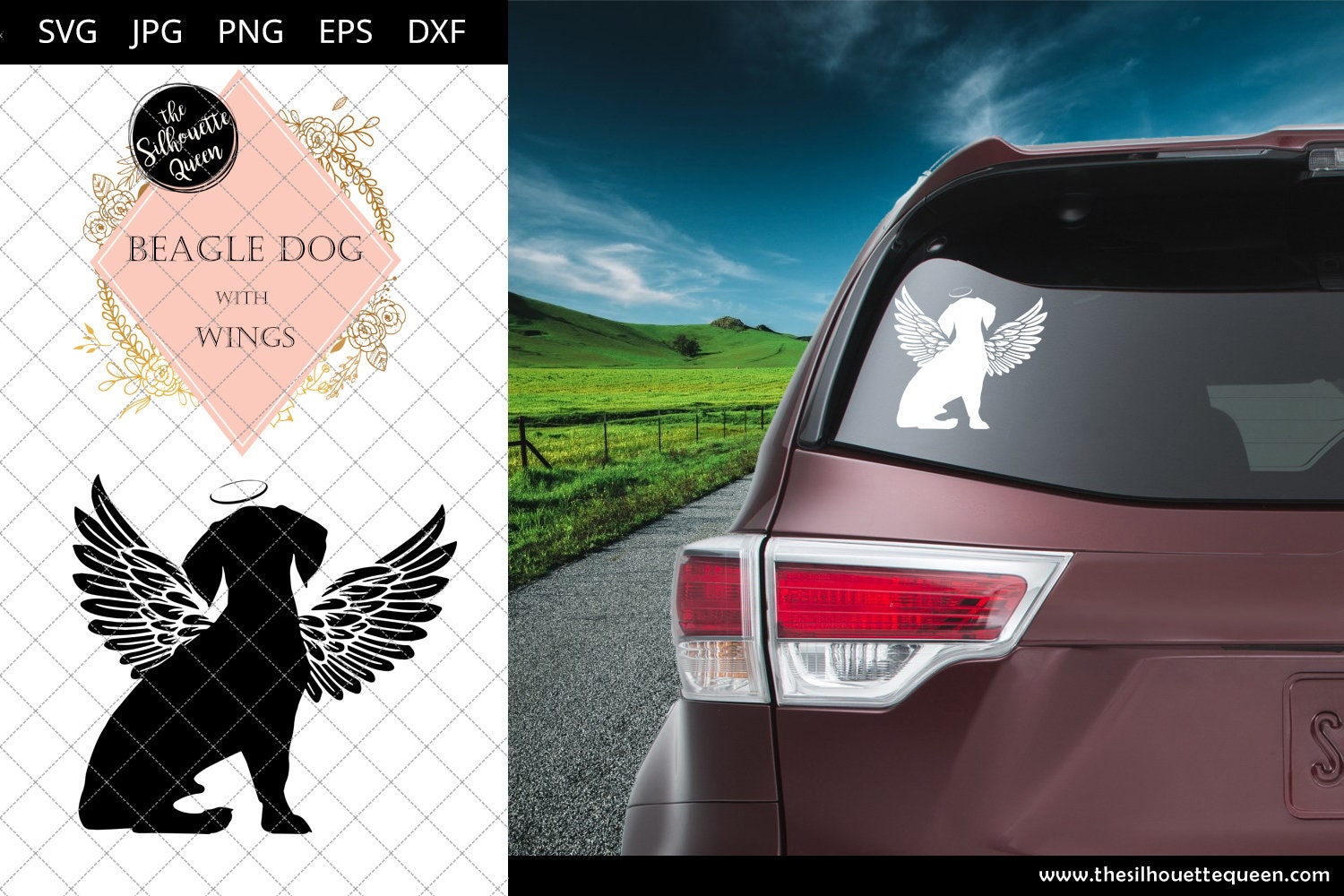 Beagle Dog #8 With Wings SVG, Pet Memorial, RIP Angel, in Loving Memory ...