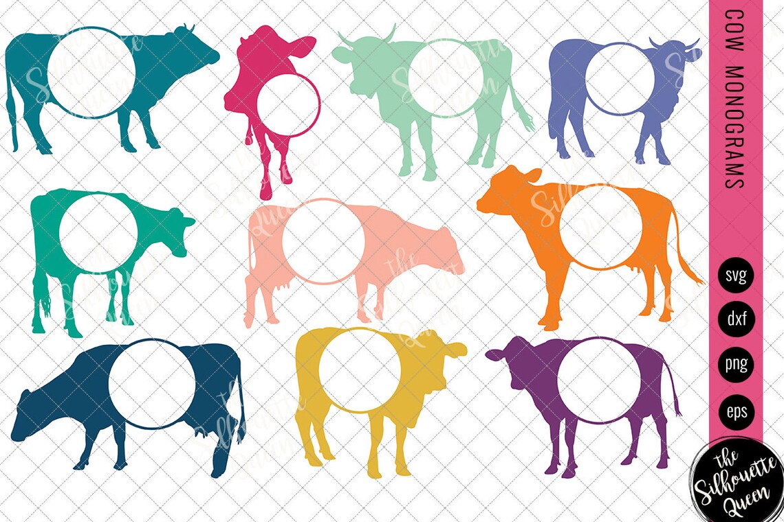 Cow Svg Monogram Svg Circle Frames Cuttable Design Cut - Etsy