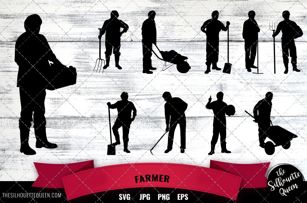 Bauer SVG Datei, Bauernhof SVG Schnittdatei, Silhouette Studio, Cricut ...