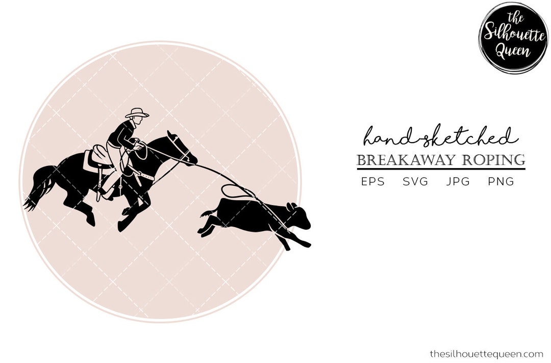 Hand Drawn Breakaway Roping Clipart Clip Art, Logo, Cut Files for ...