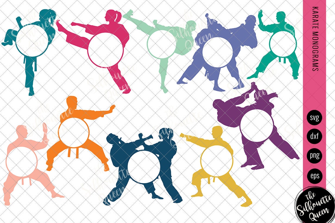 Karate Svg Karate Monogram Circle Frames Cuttable Design - Etsy