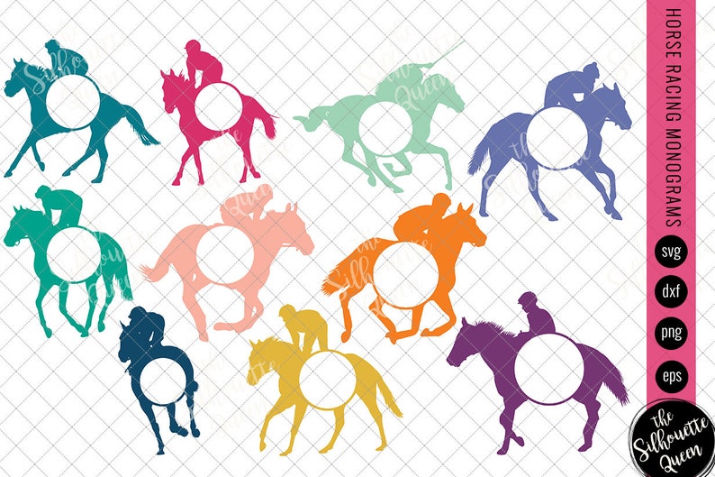 Horse Racing Svg Monogram Circle Frames Cuttable Design Cut - Etsy