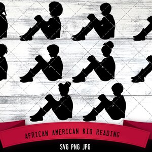 African American Kid Reading Svg African Reading Book Nubian - Etsy
