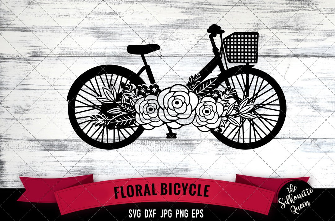 Bicycle SVG File, Cute Cut File, Floral, Bicycle With Flowers, Craft ...