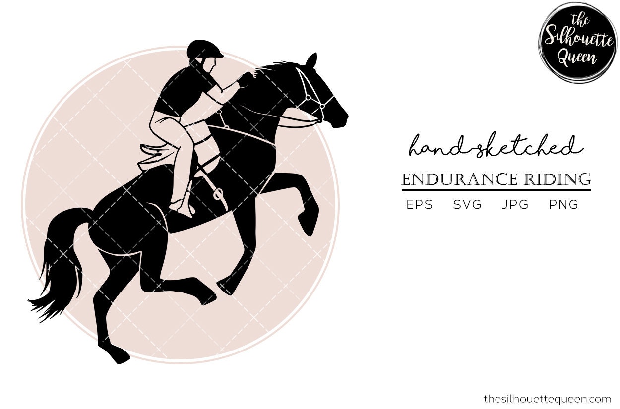 Hand Drawn Horse Sports Endurance Riding Clipart Clip Art, Logo, Cut ...