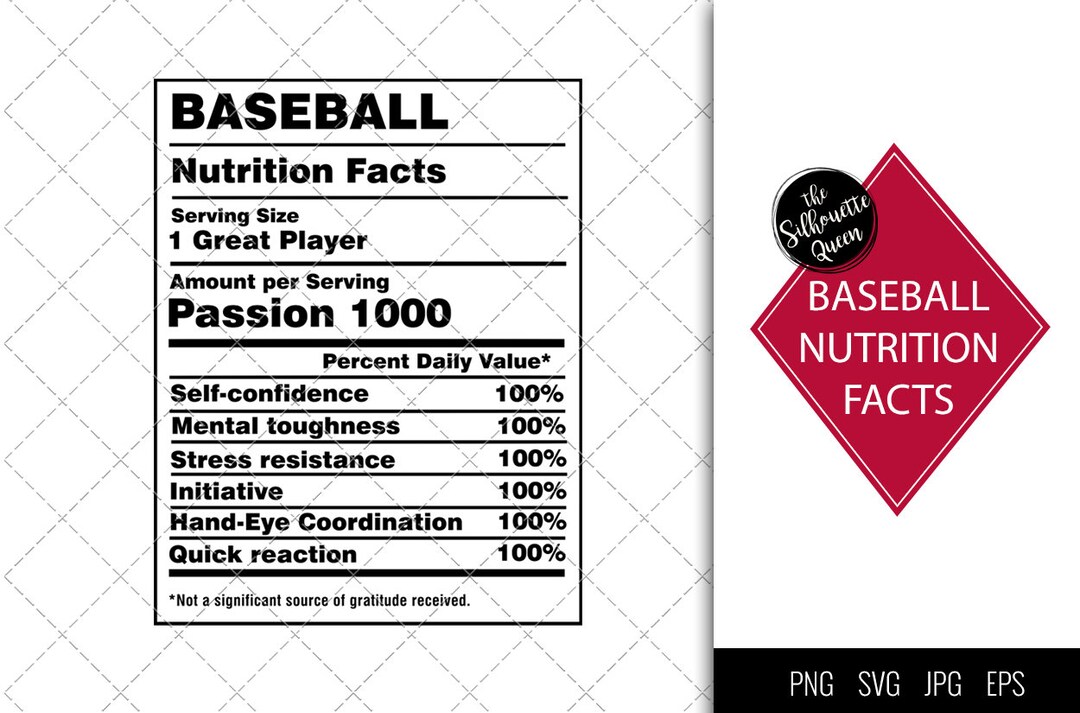 Baseball Nutrition Facts Svg – Nutrition Svg –baseball Facts Clipart – Baseball Label Svg – Eps ...