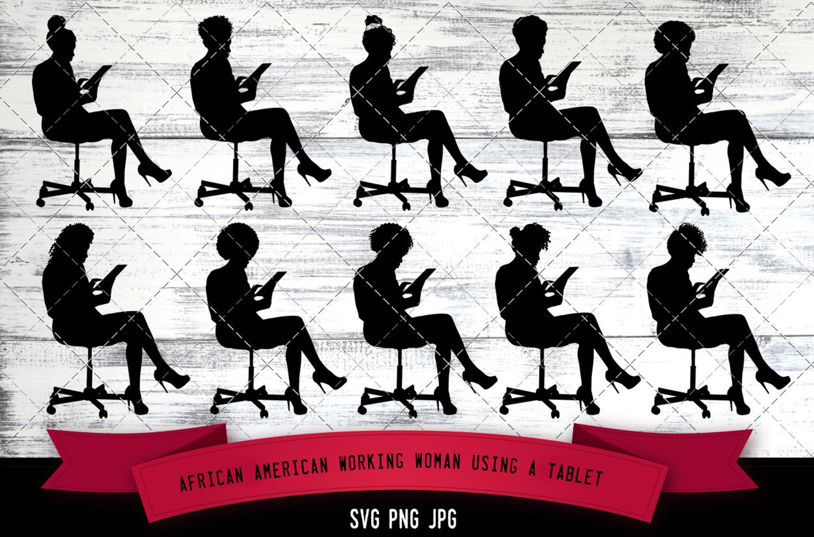 African American Svg, Working Woman Svg, Working on Tablet, Smart ...
