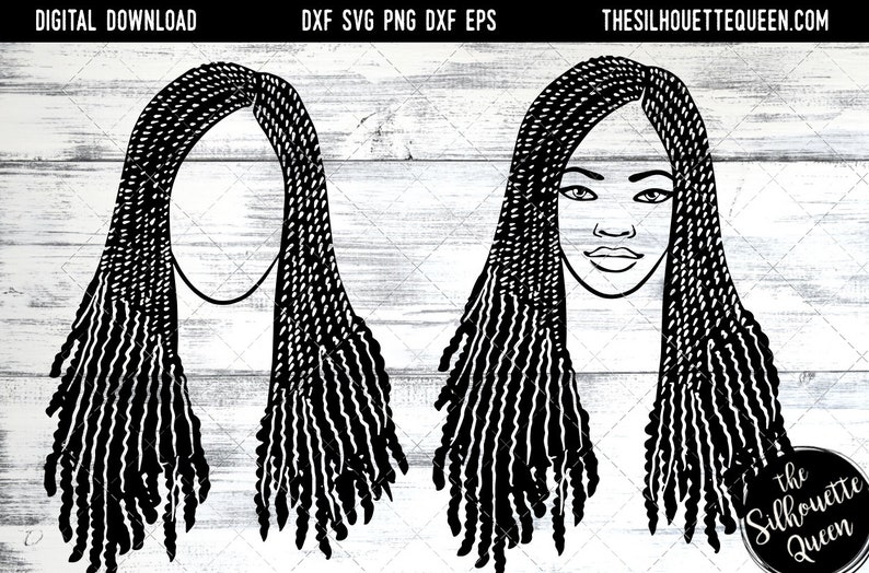 African American Woman Afro Hair Braids With Curls SVG File | Etsy