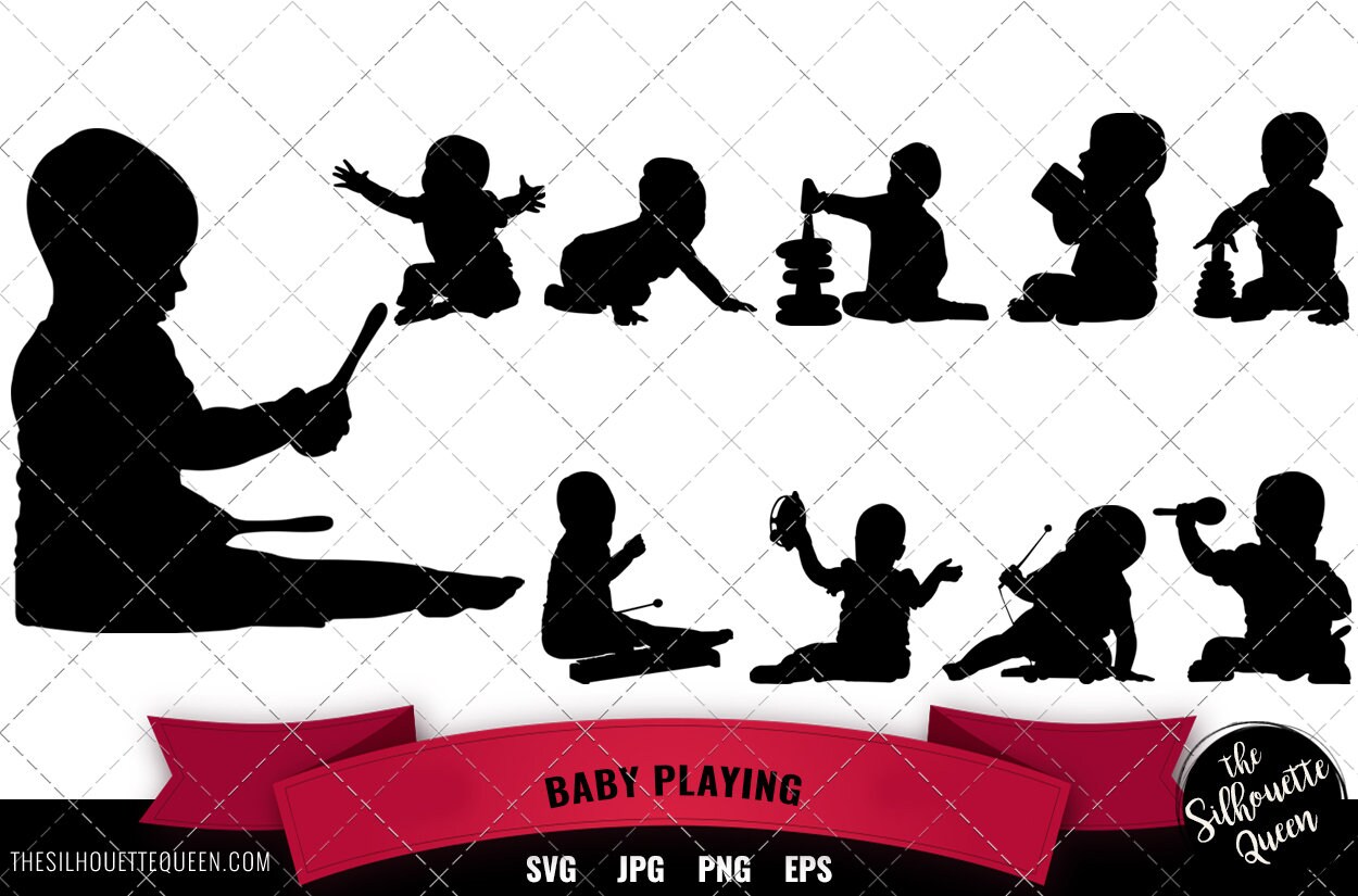 Baby Playing Silhouette Baby Playing Clipart SVG Cut File - Etsy