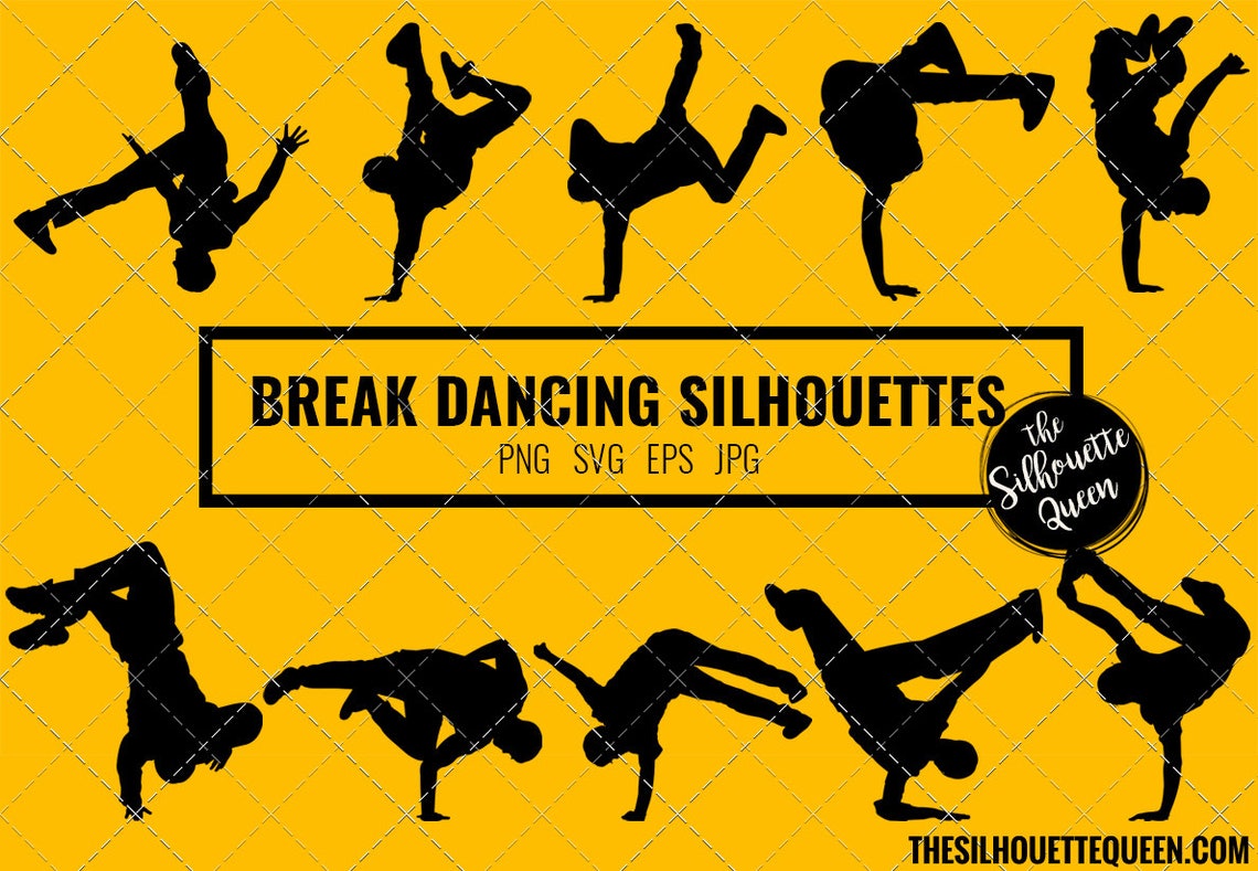 Male Break Dancing Silhouette, Female Break Dancing Clipart, Break ...
