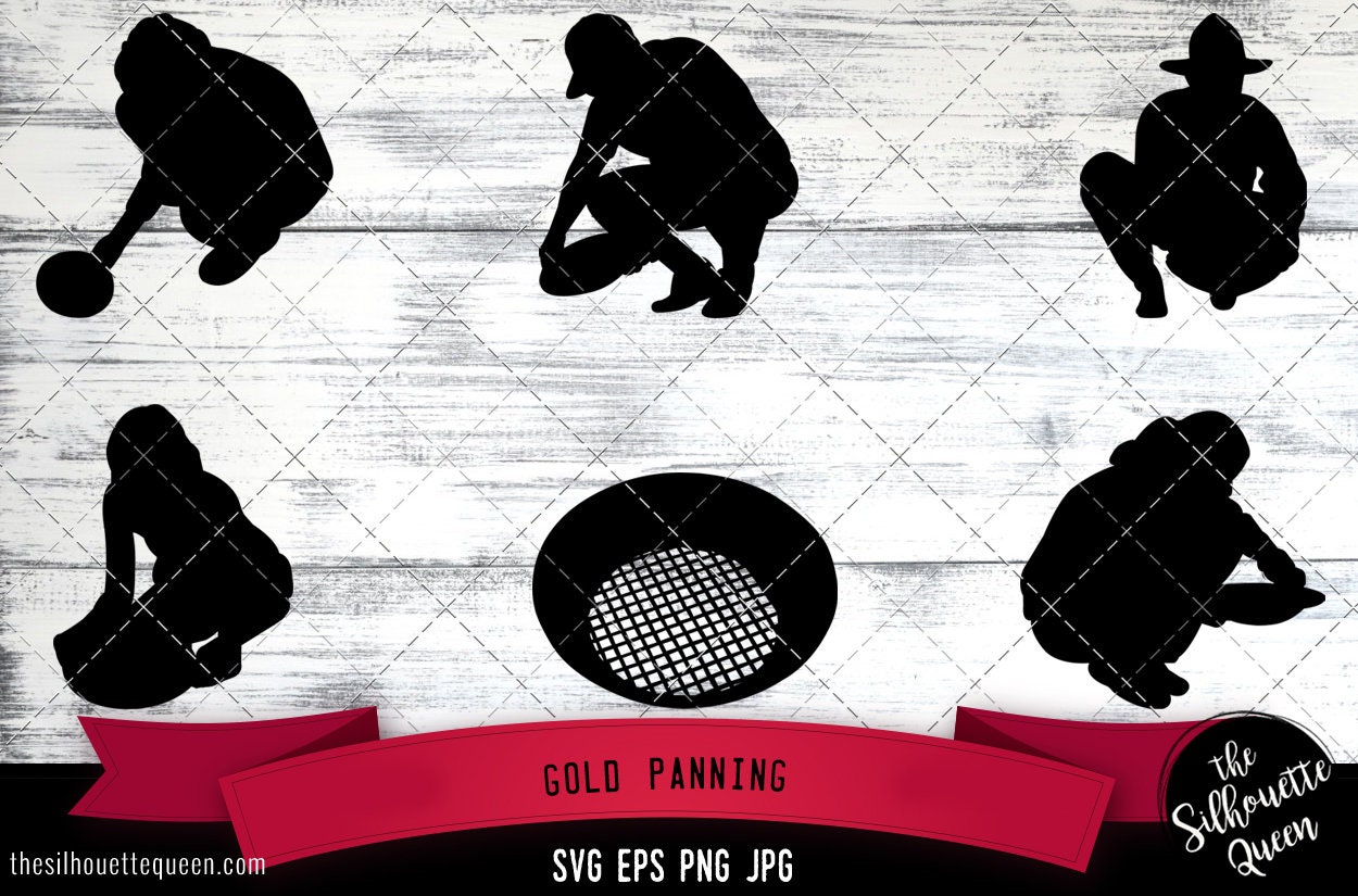 Gold Panning Silhouette Vector | Gold Panning SVG | Clipart | Graphic ...