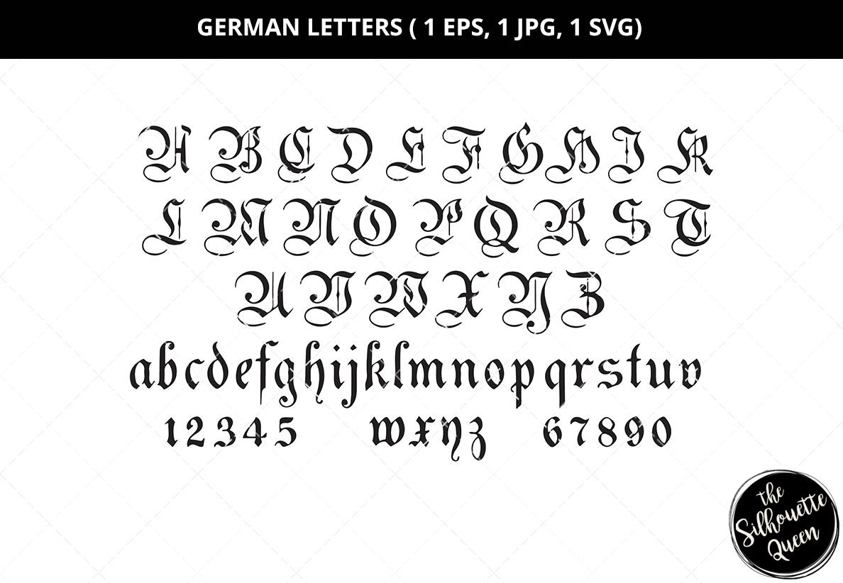 German Letters Svg, German Numbers Svg, Modern Script Svg, Calligraphy ...