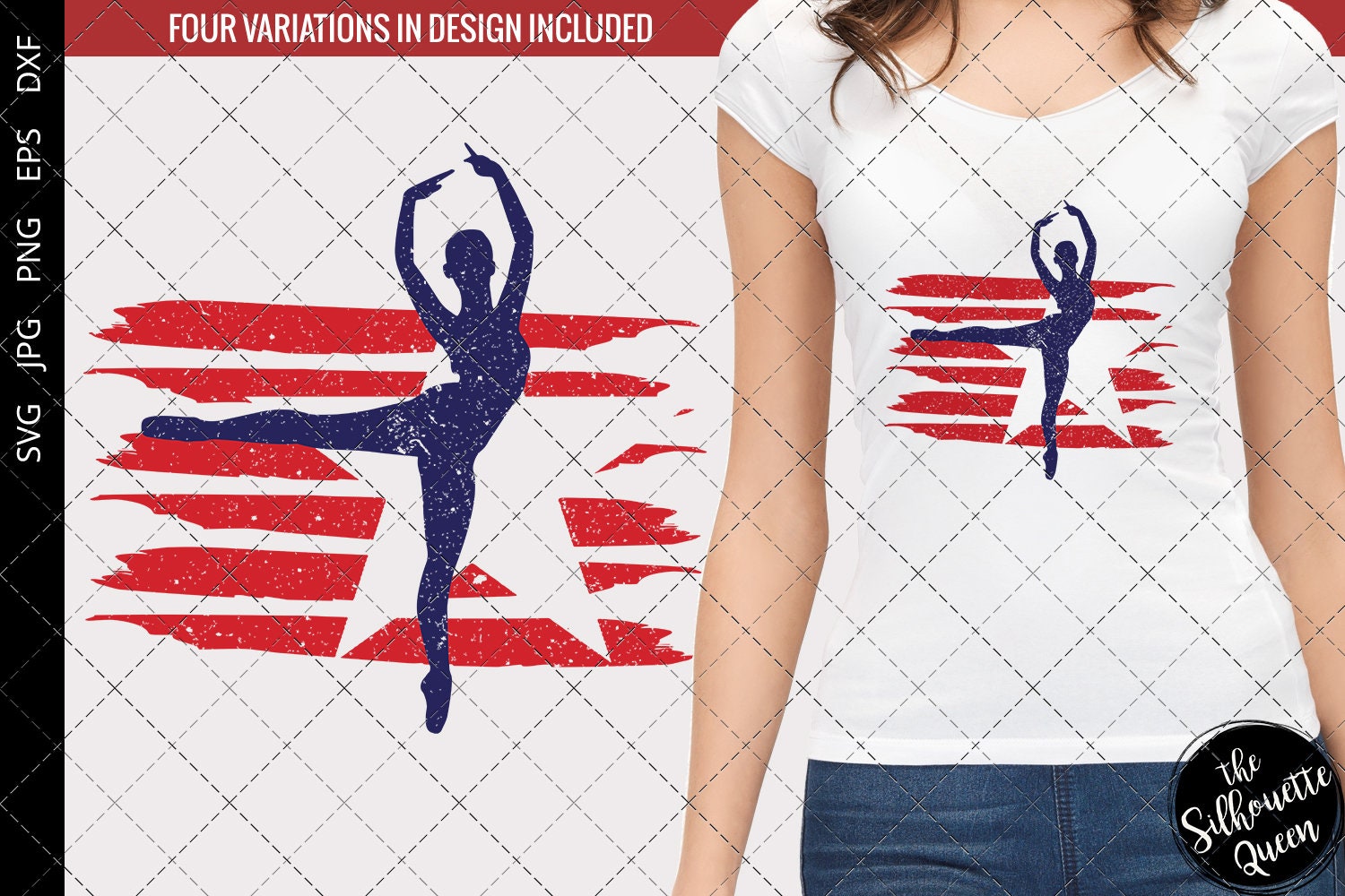 Ballet-2 Flag Svg , Ballerina Dancer Svg, American Flag, Fourth of July ...