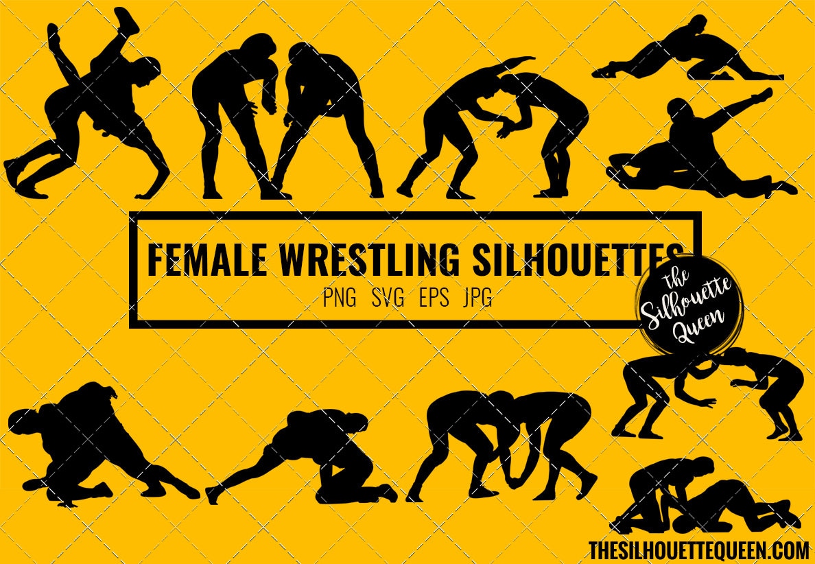 Woman Wrestling silhouette Female Wrestling clipart Girl | Etsy