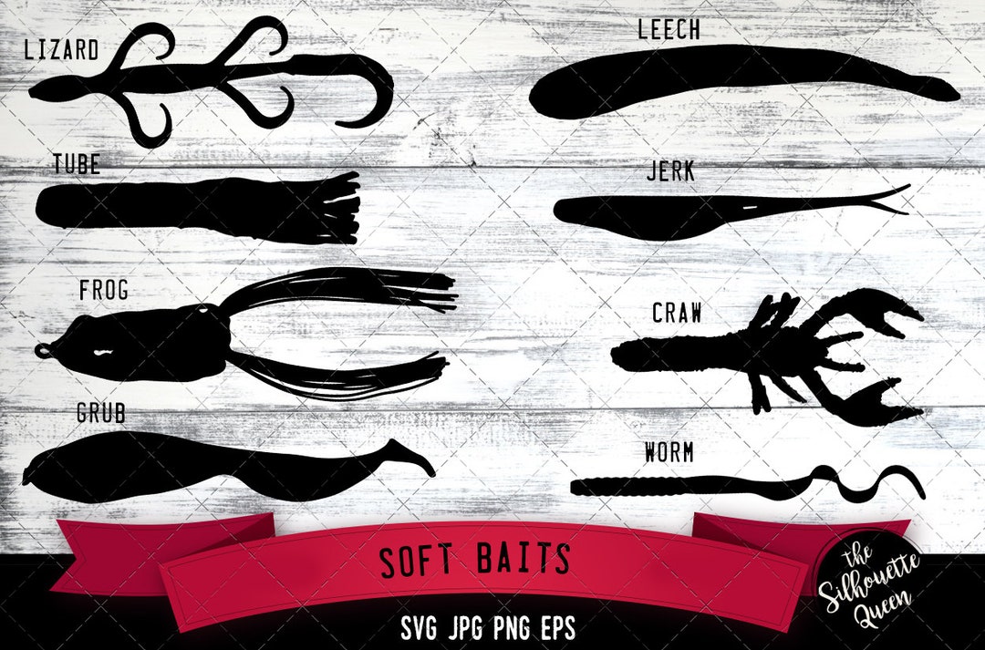 Soft Bait Svg, Fishing Lure Cricut Files, Silhouette Studio Vector ...